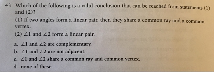Solved Which of the following is a valid conclusion that can | Chegg.com
