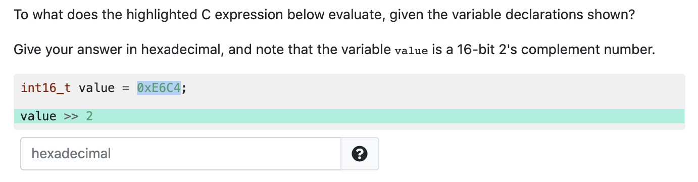 Solved To what does the highlighted C expression below | Chegg.com