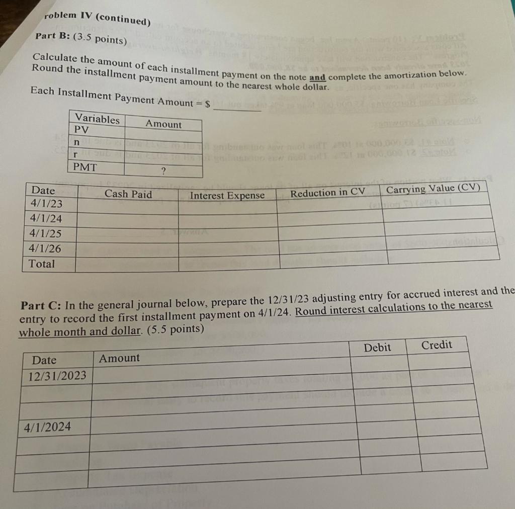 Problem IV: (17 points) On April 1, 2023, Dixon Corp. | Chegg.com