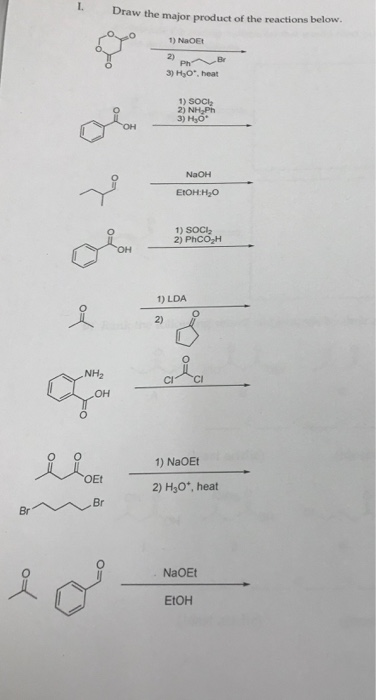 Solved w the major product of the reactions below 1) NaOE 3) | Chegg.com