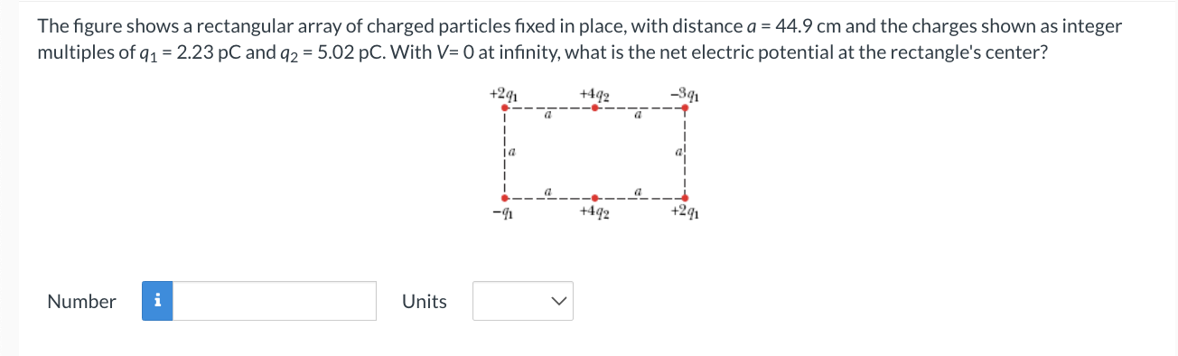 Solved The figure shows a rectangular array of charged | Chegg.com