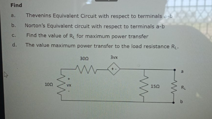 Solved Find a. b. Thevenins Equivalent Circuit with respect | Chegg.com