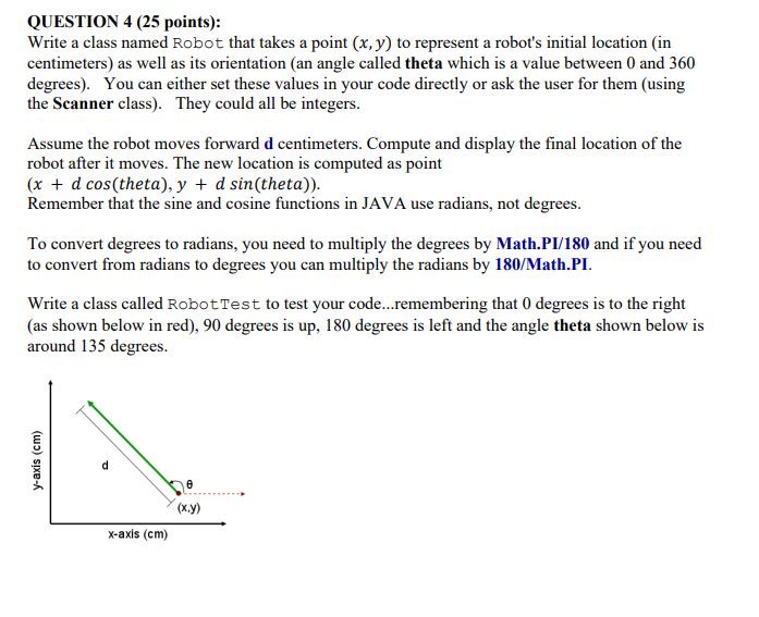 Solved QUESTION 4 (25 points): Write a class named Robot | Chegg.com