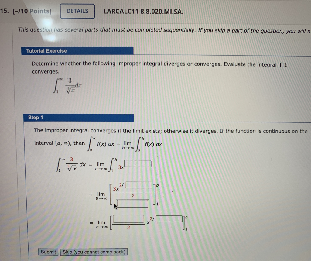 Solved 8. [-/10 Points] DETAILS LARCALC11 8.8.502.XP.MI.SA. | Chegg.com