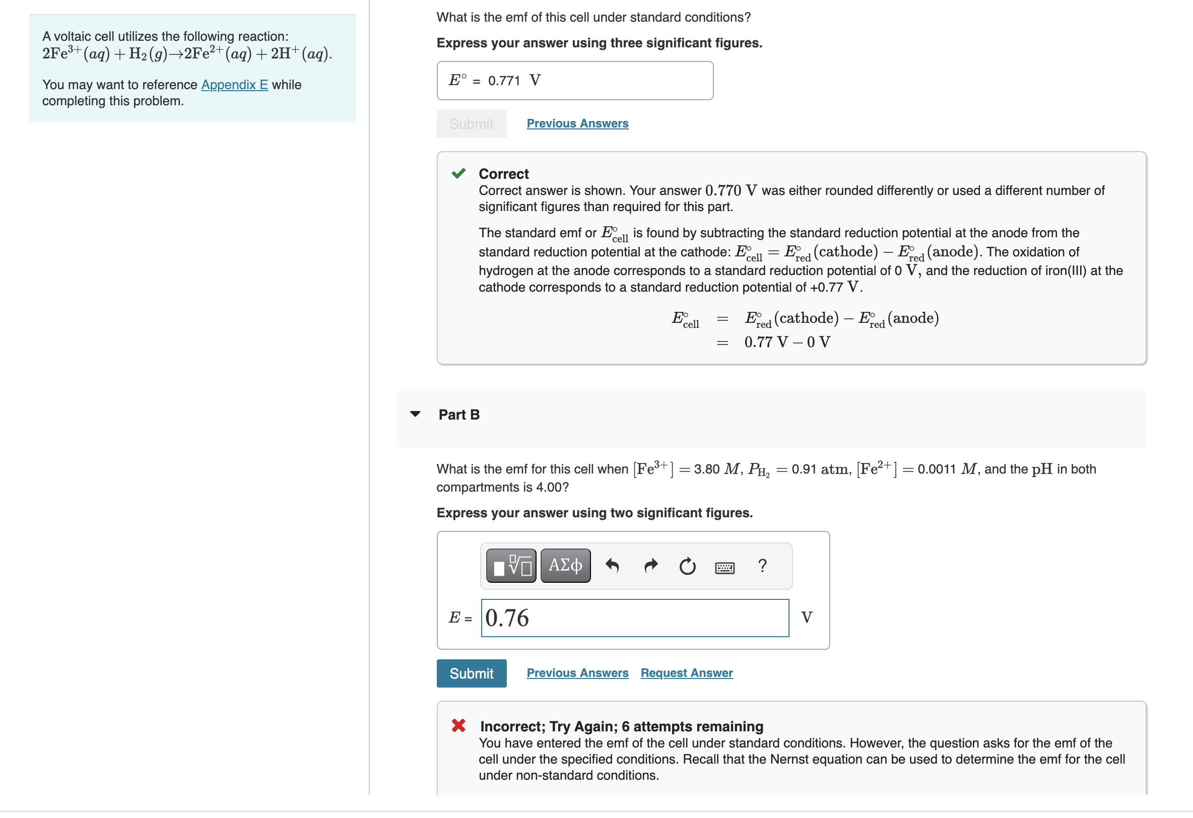 Solved A voltaic cell utilizes the following | Chegg.com
