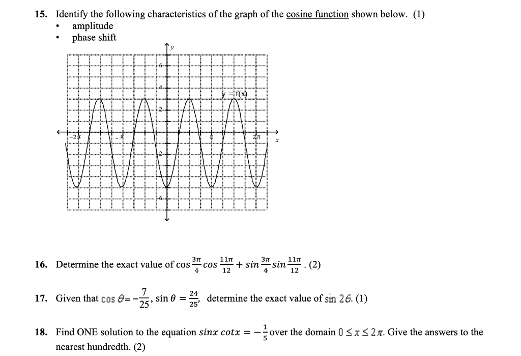 Solved 15. Identify the following characteristics of the | Chegg.com