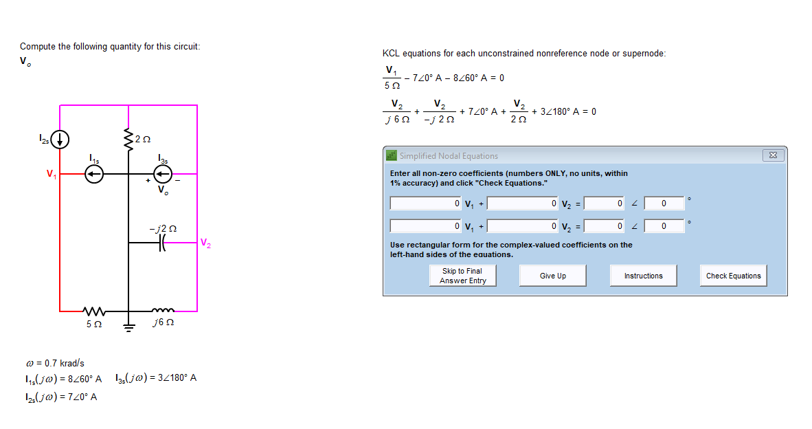 Solved Compute the following quantity for this circuit: v∘ | Chegg.com