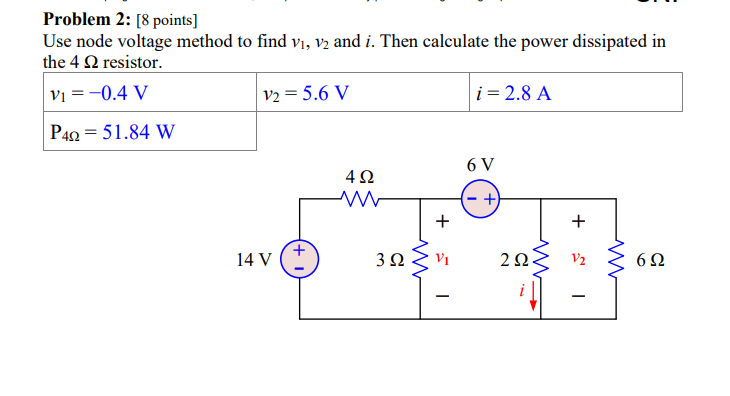 Solved Problem 2: [8 points] Use node voltage method to find | Chegg.com
