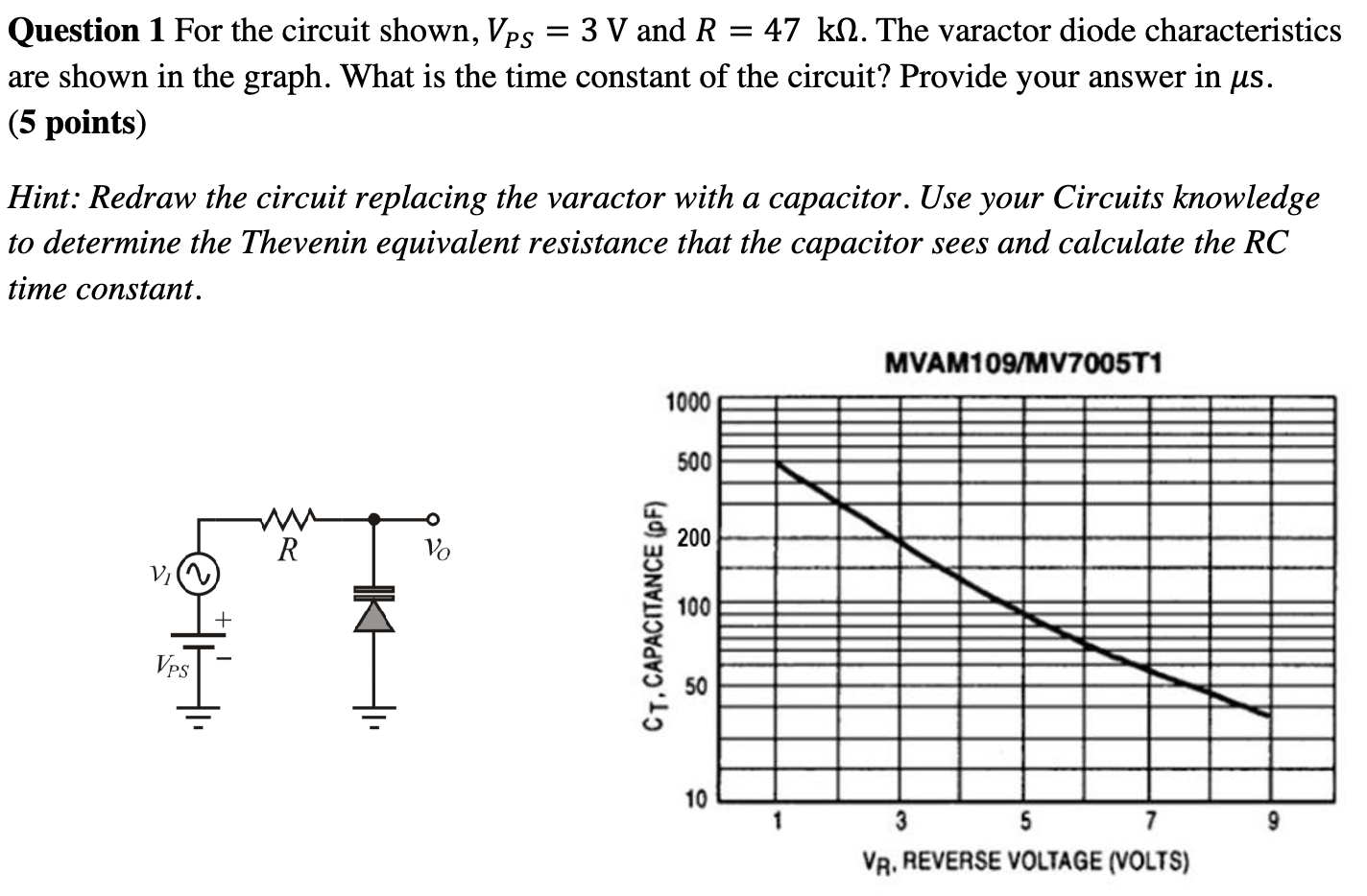 Solved Question 1 For the circuit shown, VPS=3 V and R=47kΩ. | Chegg.com