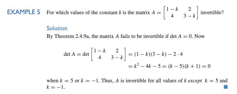 Solved For which values of the constant k is the matrix | Chegg.com