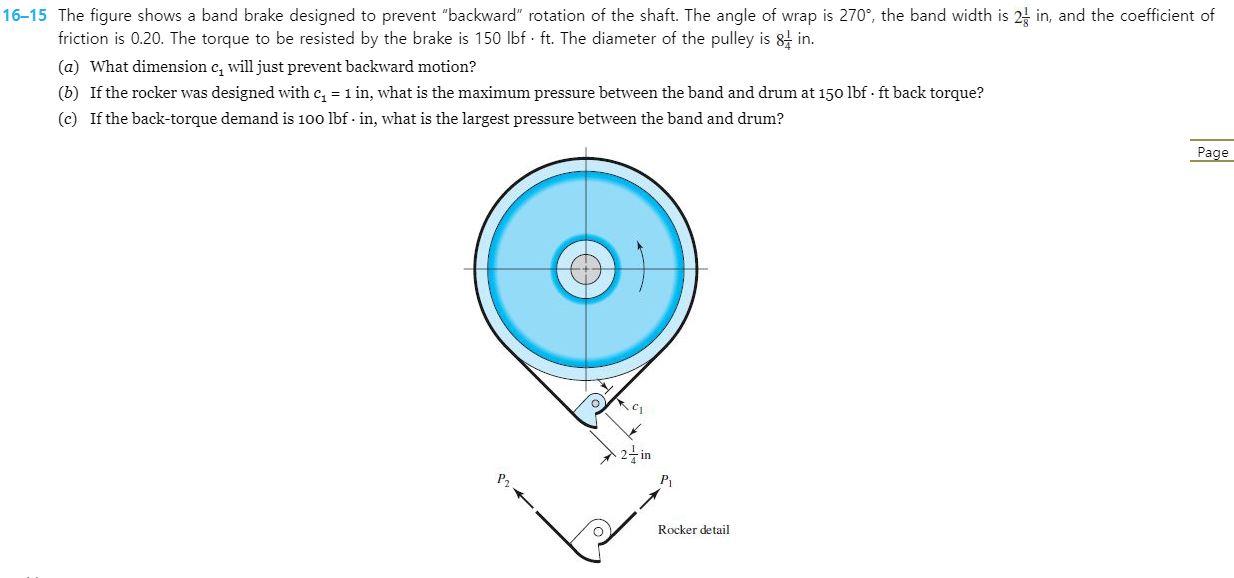 Solved 6-15 The figure shows a band brake designed to | Chegg.com