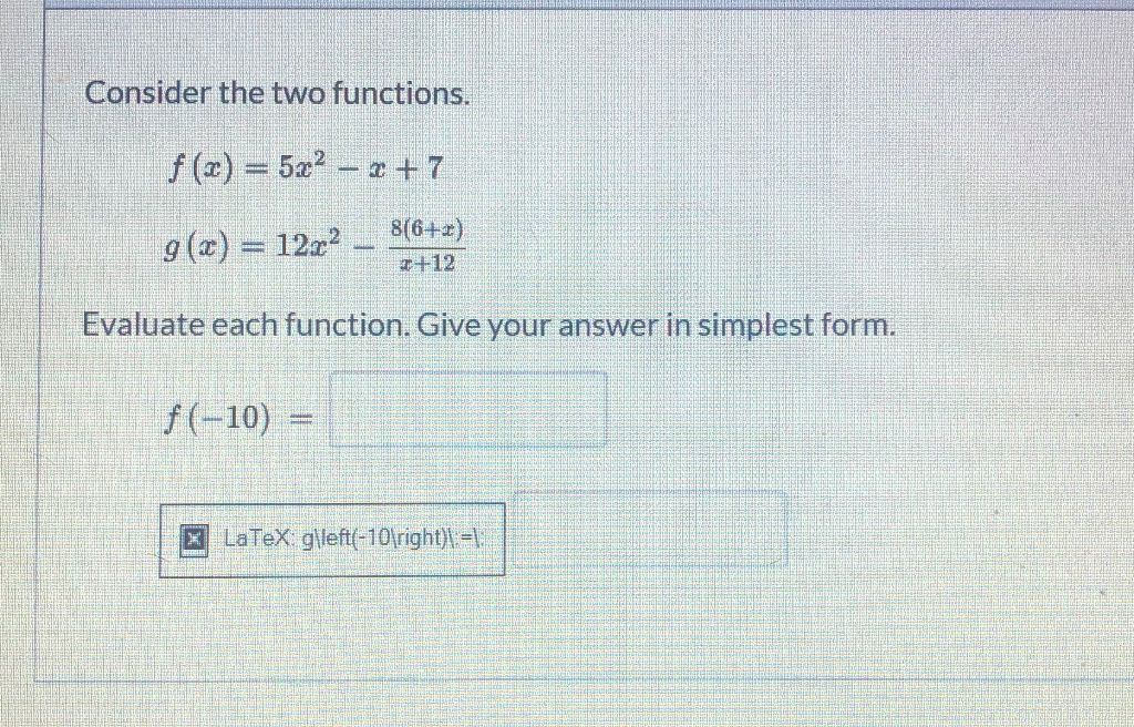 Solved Consider the two functions. f (x) = 5x2 – 2 + 7 | Chegg.com