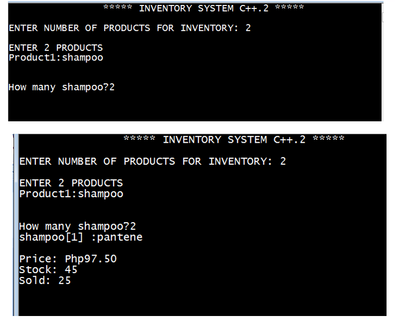 Solved 1. Make an inventory program for products. The | Chegg.com