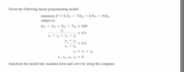 Solved Given the following linear programming model: | Chegg.com