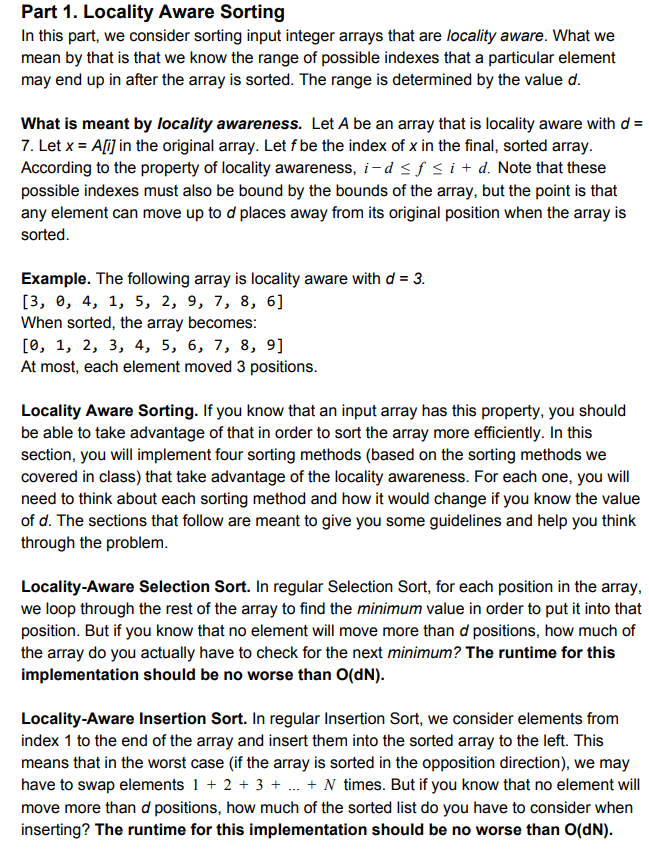 Solved Part 1 Locality Aware Sorting In This Part We 0578