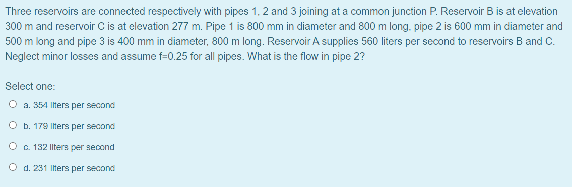 Solved Three reservoirs are connected respectively with | Chegg.com