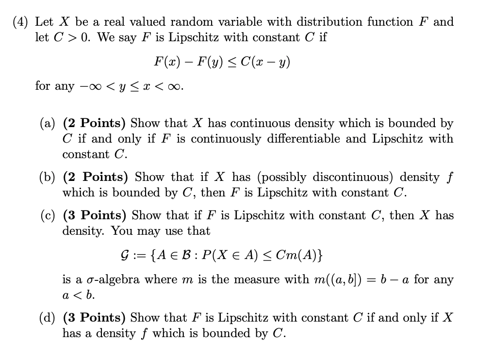 Solved (4) Let x be a real valued random variable with | Chegg.com Solved (4) Let x be a real valued random variable with | Chegg.com