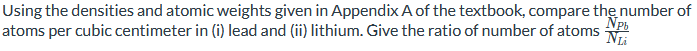 Solved Using the densities and atomic weights given in | Chegg.com