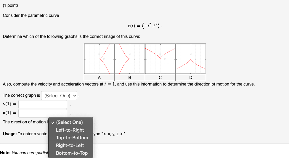 Solved Consider the parametric curve r(t)= −t2,t3 Determine | Chegg.com