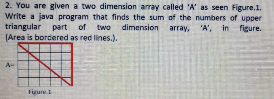 Solved 2. You are given a two dimension array called 'A' as | Chegg.com