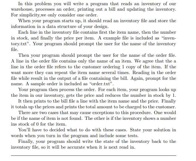 Solved In this problem you will write a program that reads | Chegg.com