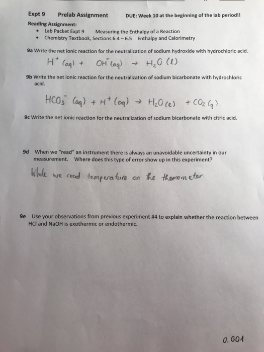 Solved Expt 9 Prelab Assignment Reading Assignment: DUE: | Chegg.com
