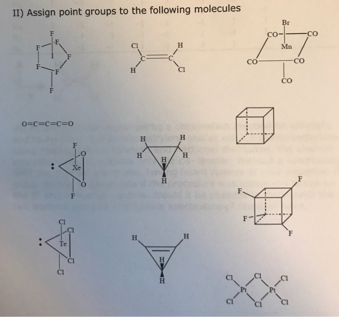 Solved II) Assign point groups to the following molecules Br | Chegg.com