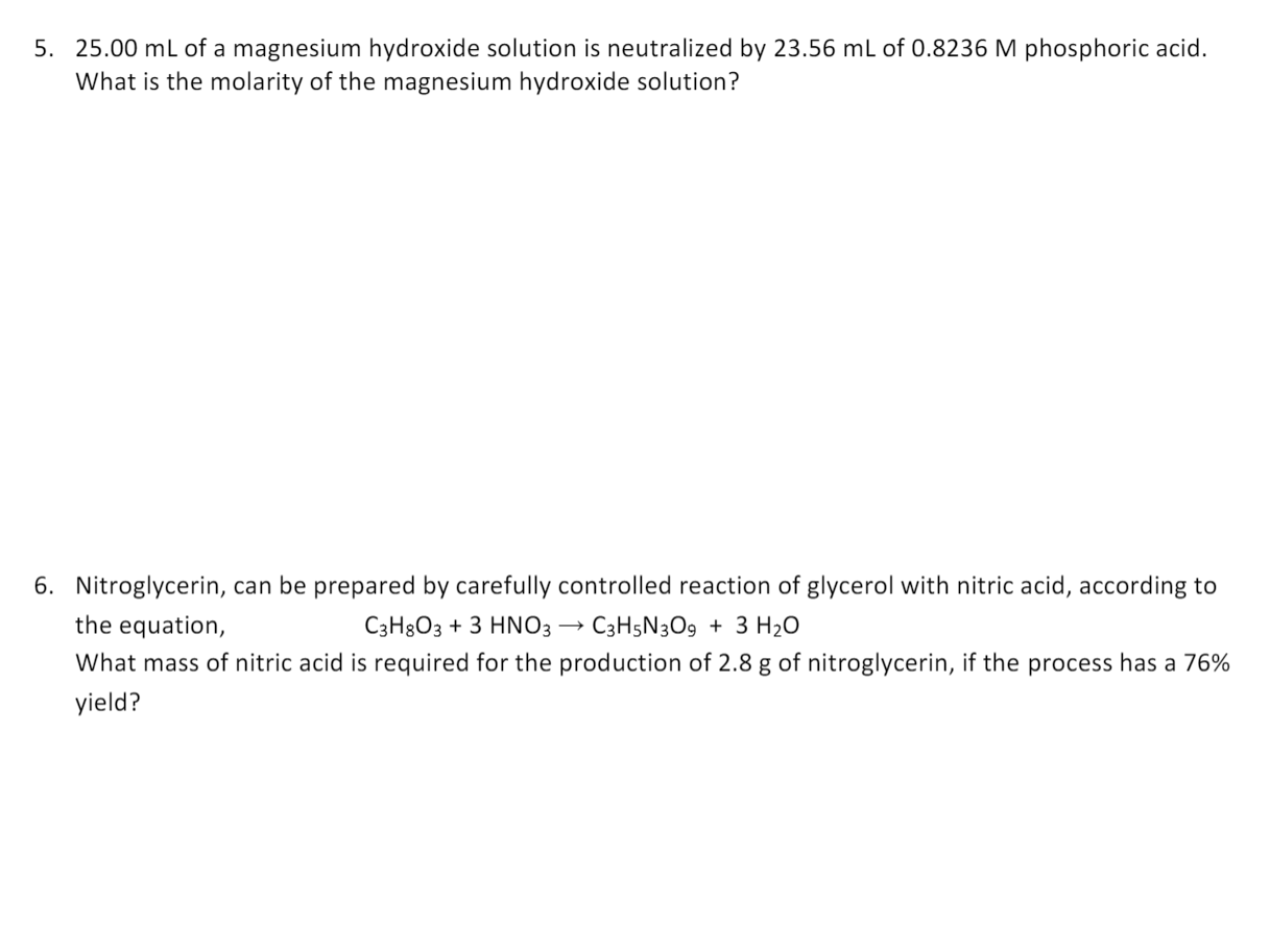 Solved 5. 25.00 mL of a magnesium hydroxide solution is | Chegg.com