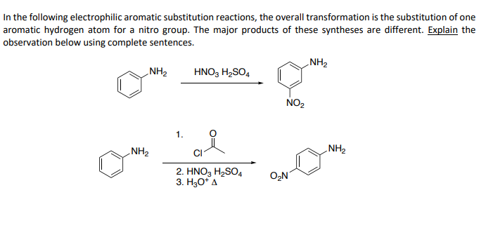 Solved In the following electrophilic aromatic substitution | Chegg.com