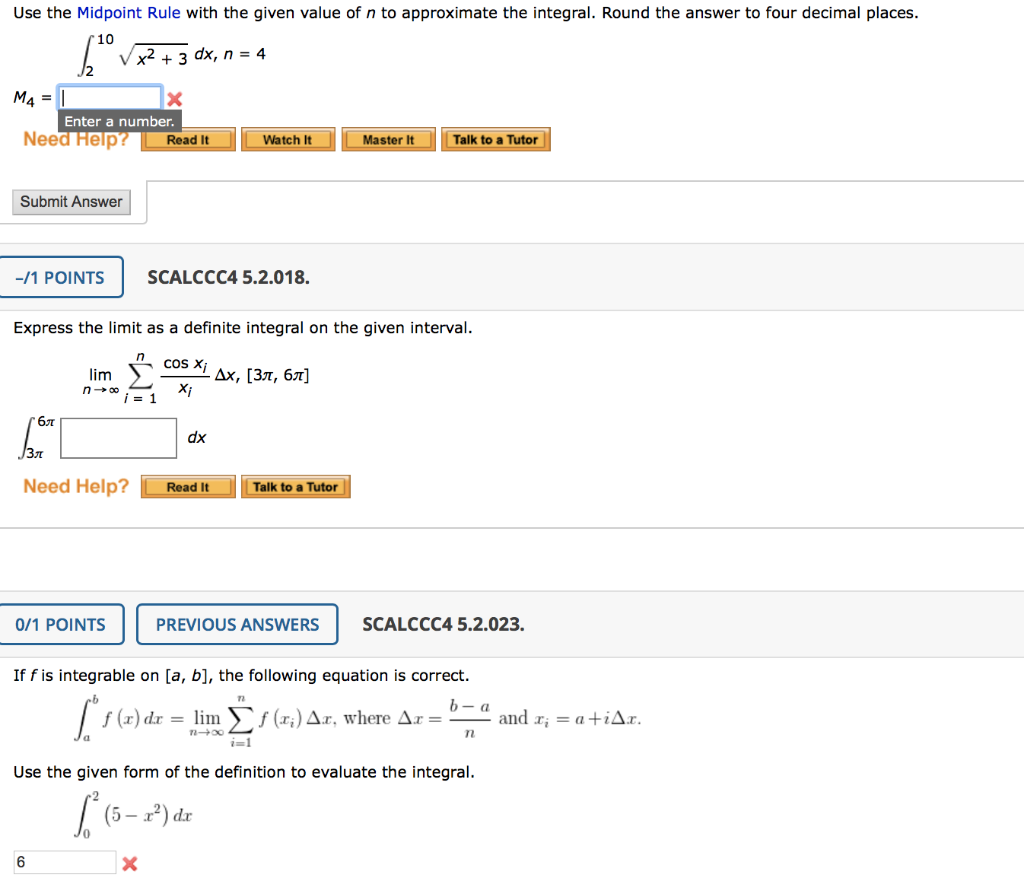 Solved Use the Midpoint Rule with the given value of n to | Chegg.com