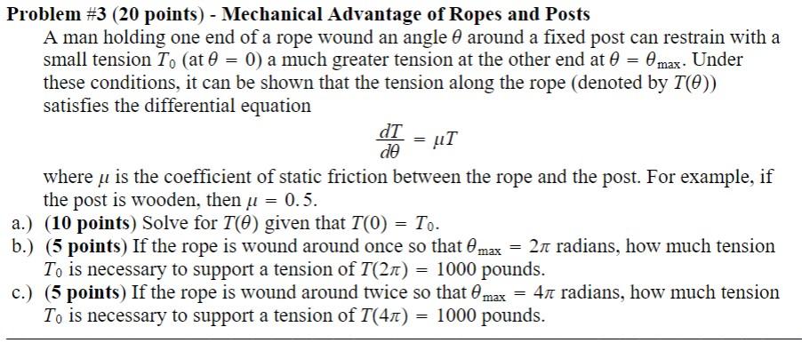 Solved Problem #3 (20 points) - Mechanical Advantage of | Chegg.com
