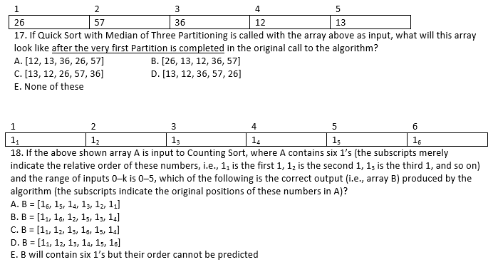 36 12 26 57 17. If Quick Sort with Median of Three | Chegg.com