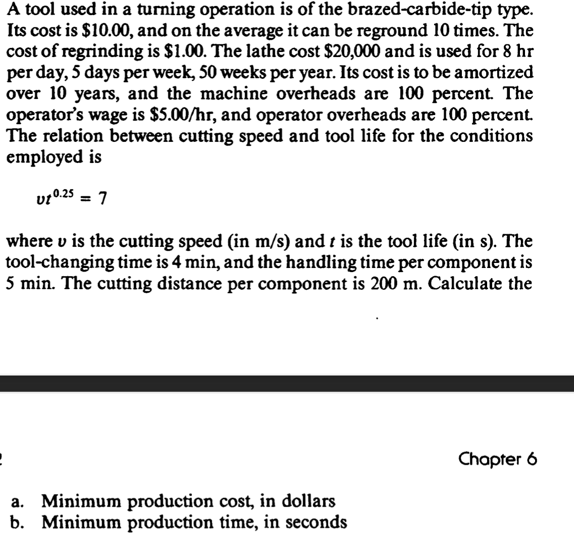 Solved A tool used in a turning operation is of the | Chegg.com