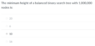 Solved The minimum height of a balanced binary search tree | Chegg.com