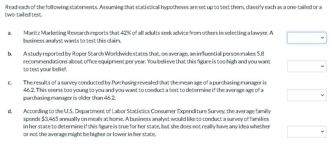Solved Read each of the following statements. Assuming that | Chegg.com