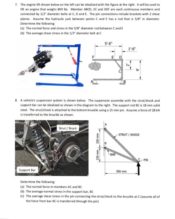 Solved 7. The engine lift shown below on the left can be | Chegg.com