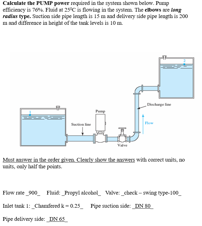 Solved Calculate the PUMP power required in the system shown | Chegg.com