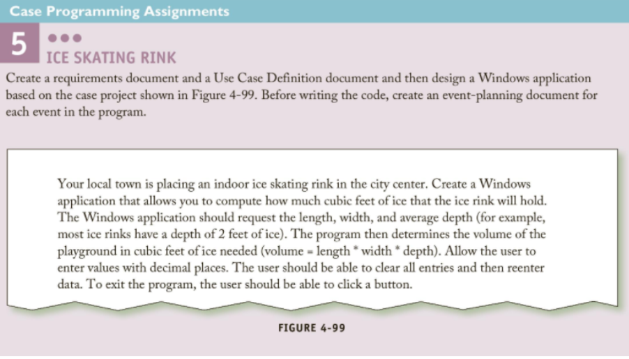 Solved Case Programming Assignments 5 ICE SKATING RINK | Chegg.com
