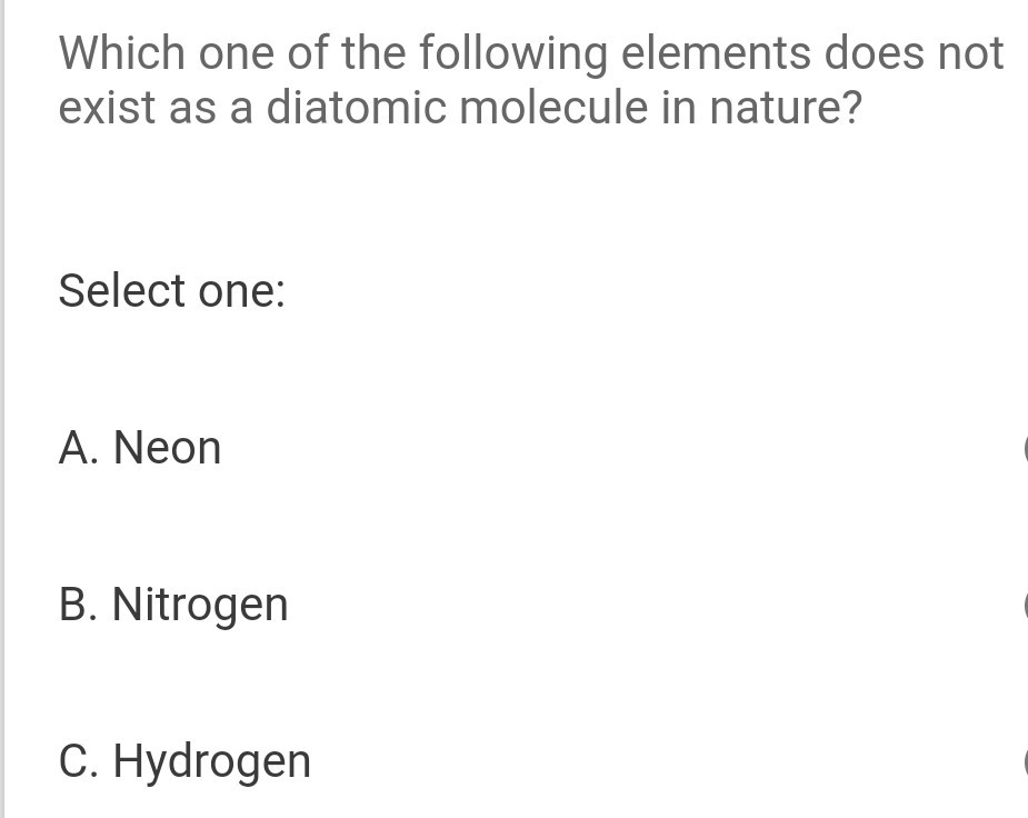 Solved Which of the following diatomic molecules is joined | Chegg.com