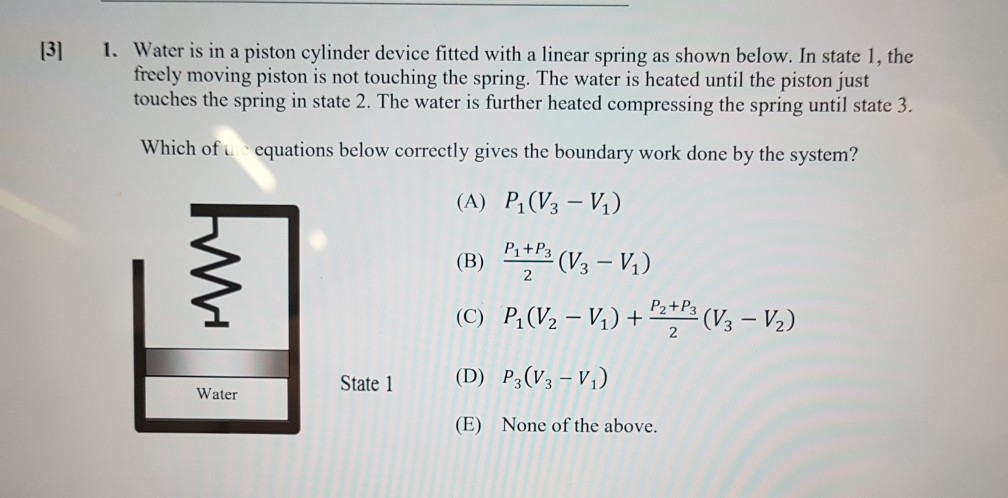 Solved Water is in a piston cylinder device fitted with a | Chegg.com