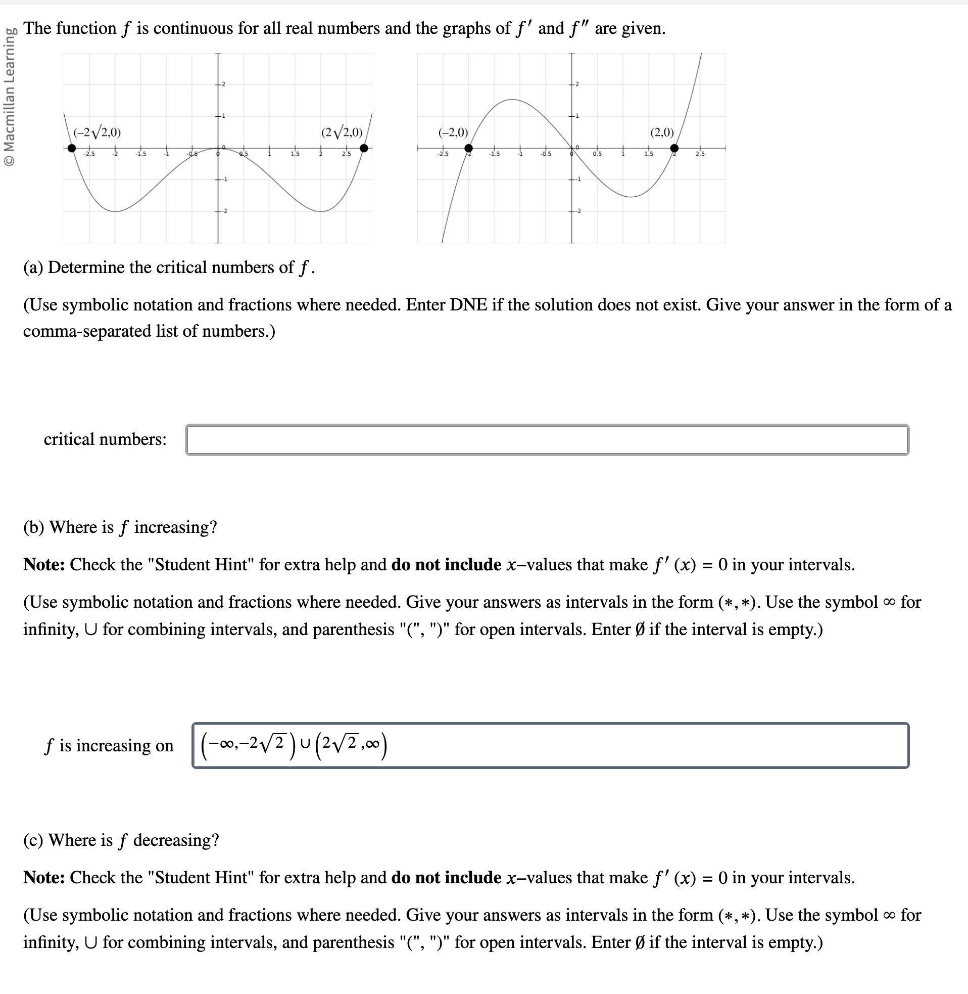 Solved The function f is continuous for all real numbers and | Chegg.com