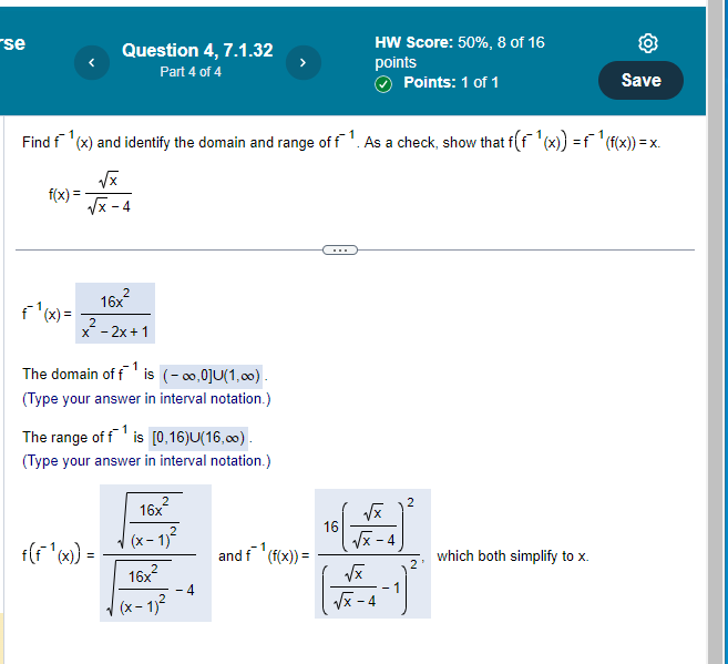 Solved Find f-1(x) ﻿and identify the domain and range of | Chegg.com