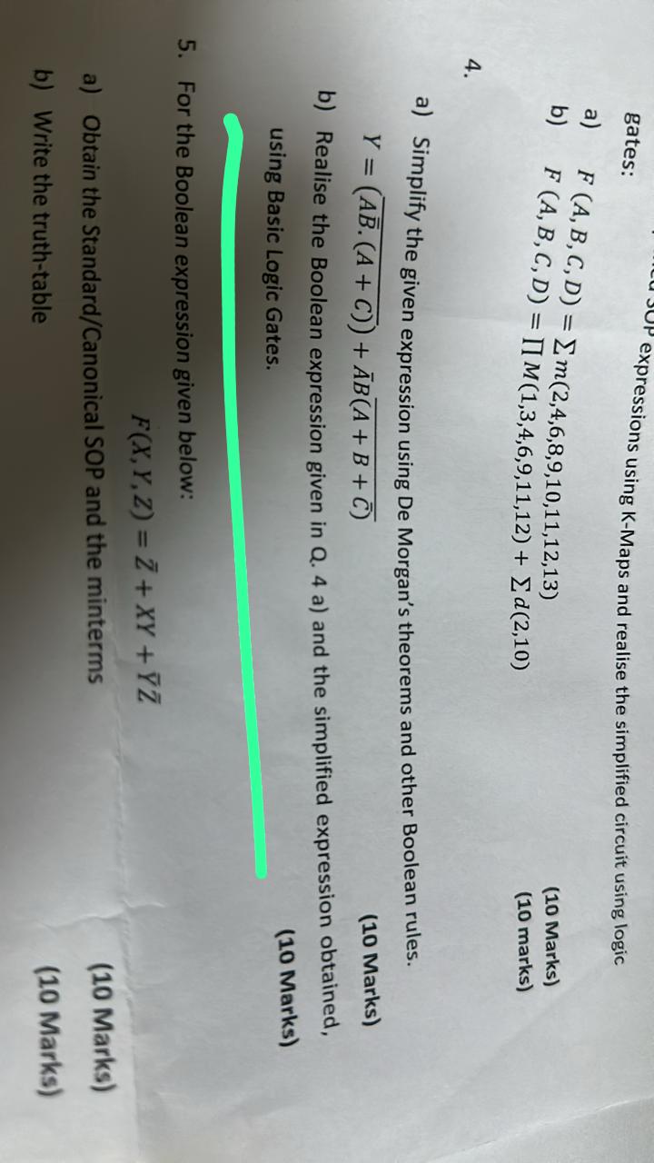 Solved gates: expressions using K-Maps and realise the | Chegg.com