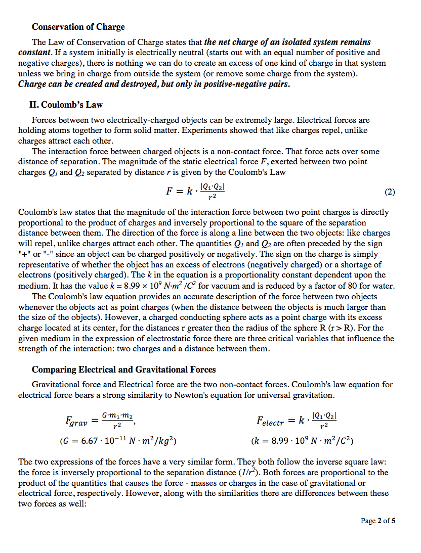 Solved Introduction I. Charge. Electrostatic Atoms are | Chegg.com