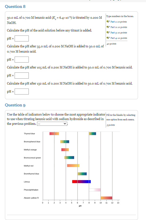 Question 9 Use the table of indicators below to | Chegg.com