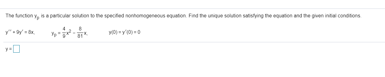 Solved The function yp is a particular solution to the | Chegg.com