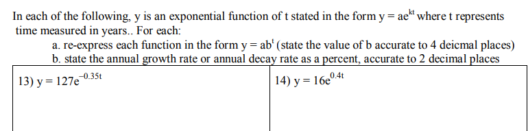 Solved In each of the following, y is an exponential | Chegg.com