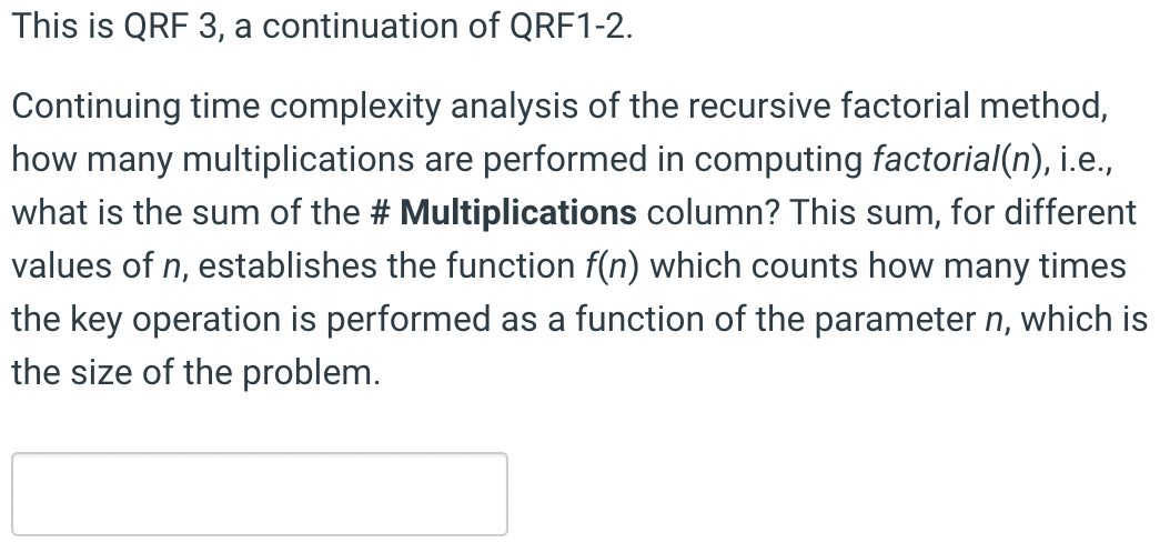 Solved This is QRF 3, a continuation of QRF1-2. Continuing | Chegg.com