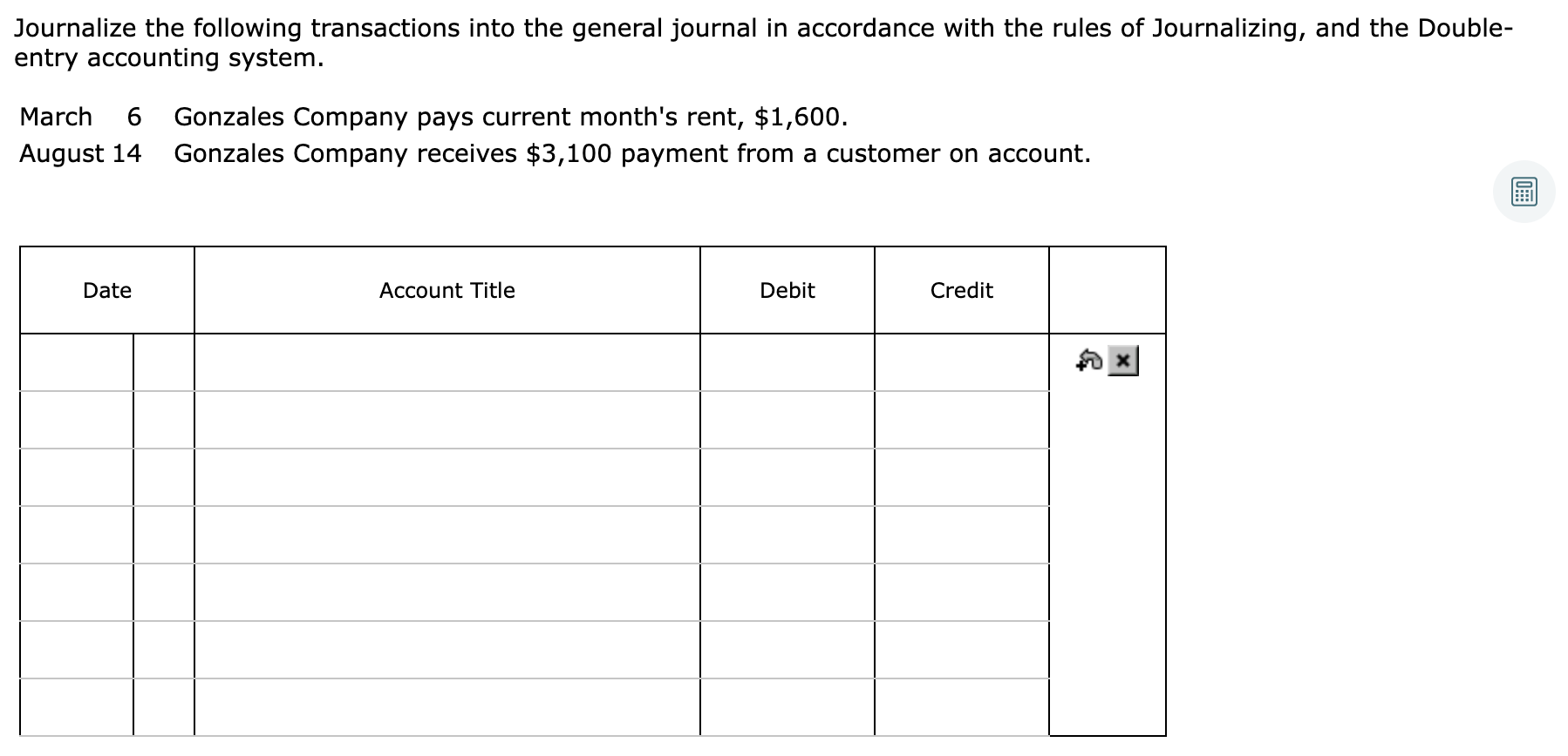 Solved Journalize the following transactions into the | Chegg.com