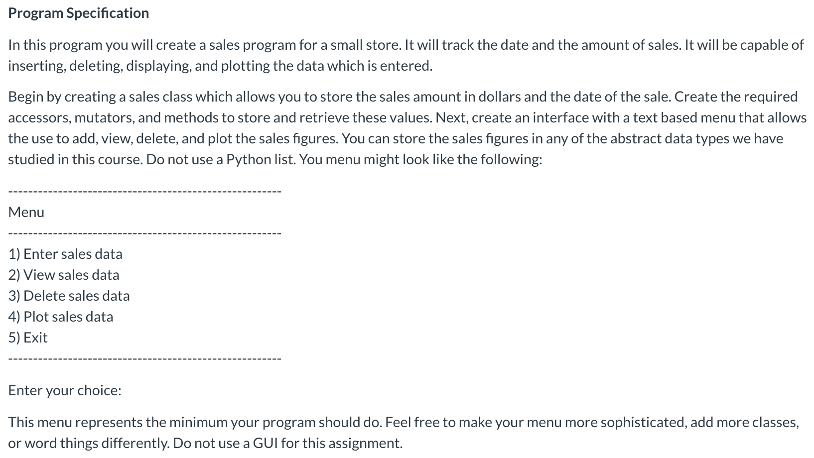 Solved Program Specification In this program you will create | Chegg.com